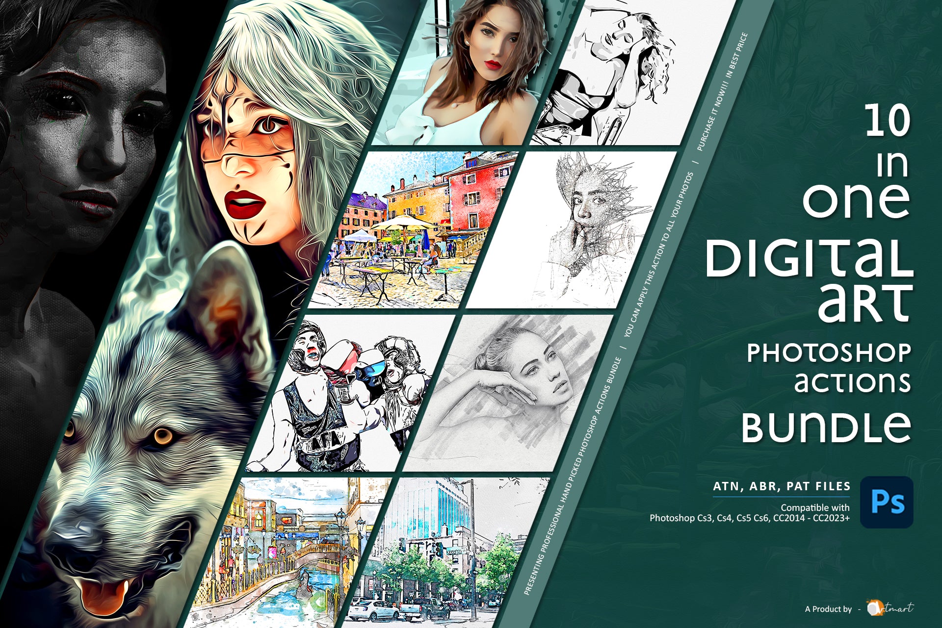 10-In-1 Digital Art Photoshop Actions Bundle | Artixty