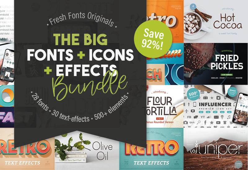 The Big Fonts Icons And Effects Bundle | Artixty