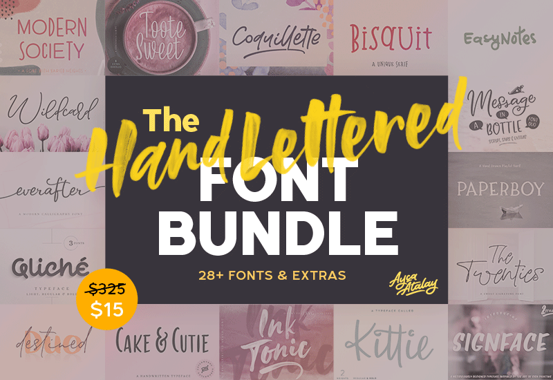 The Beautiful Hand Lettered Font Bundle - 28+ Fonts & Extras | Artixty