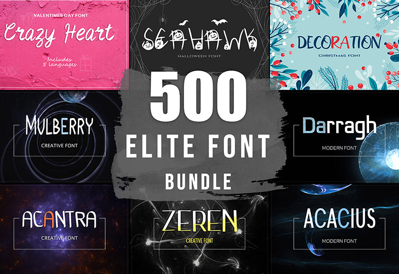 The Elite Fonts Mega Bundle - 500 Unique Fonts | Artixty